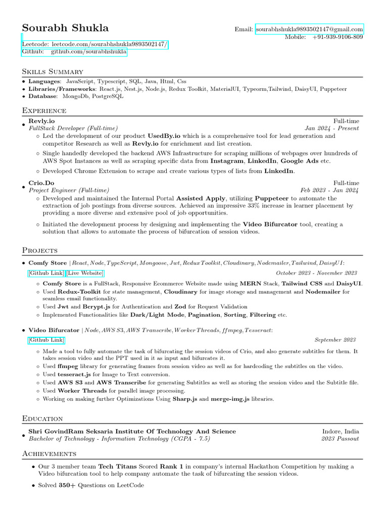 Sourabh_Resume | PDF | Software Development | Information Technology