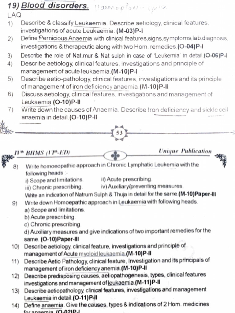 Blood Disorders. Unique | PDF | Anemia | Leukemia