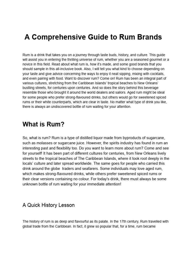 A Comprehensive Guide To Rum Brands | PDF | Rum | Drink