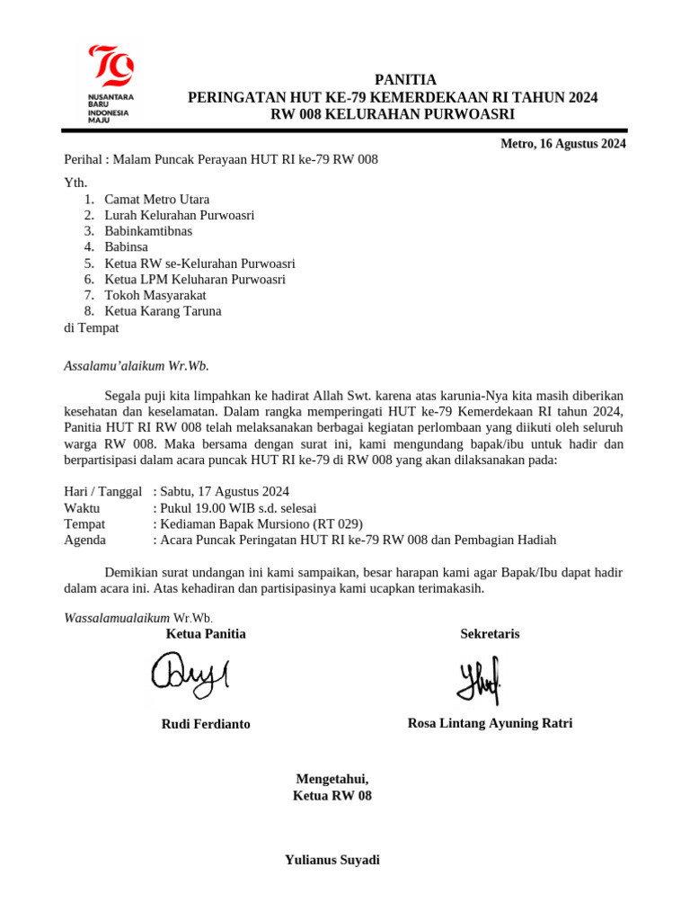 Undangan RW008 2024 | PDF