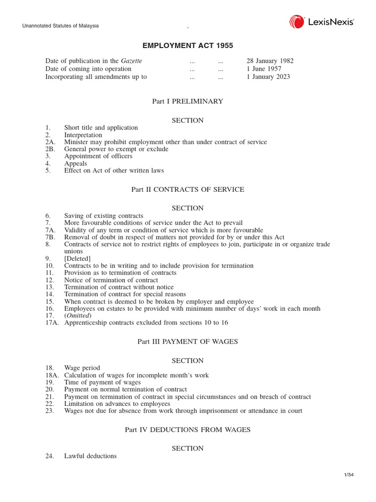 (My) Employment Act 1955 | PDF | Employment | Summons