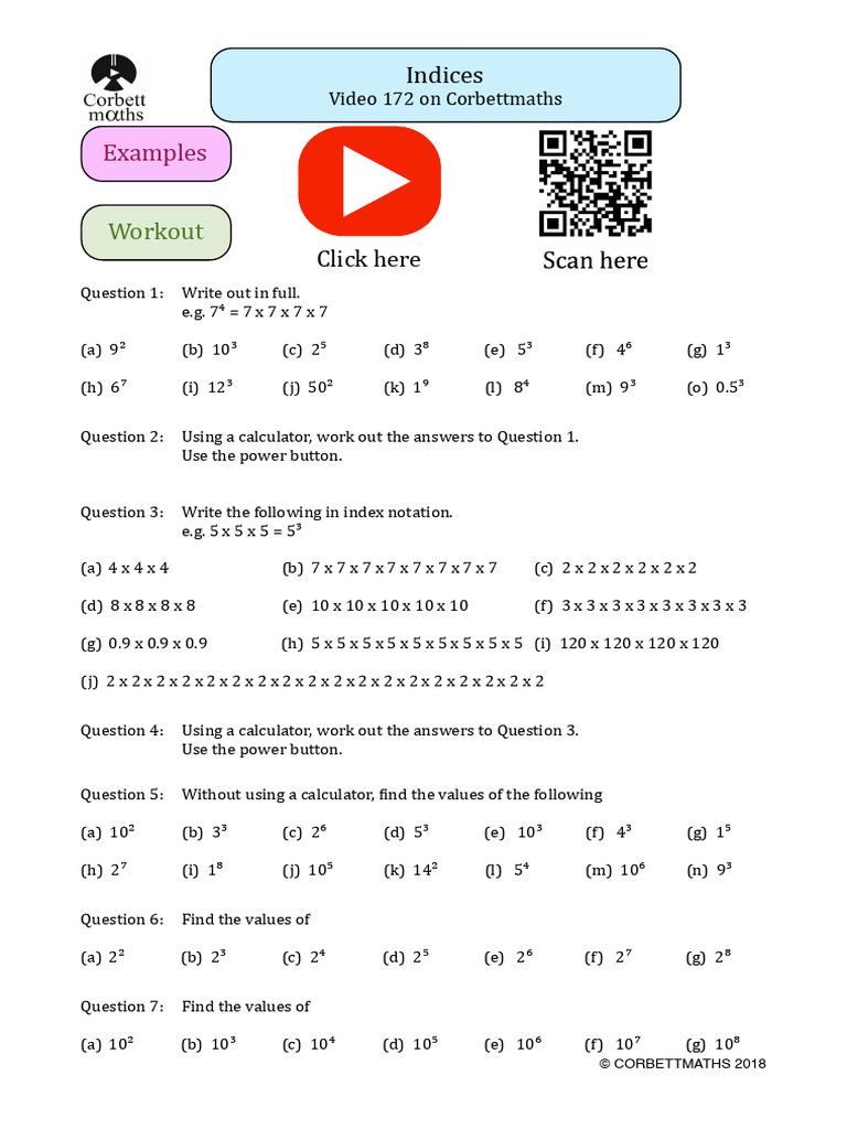 Week 1-WS1-Basic Indices | PDF | Mathematics | Mathematical Notation