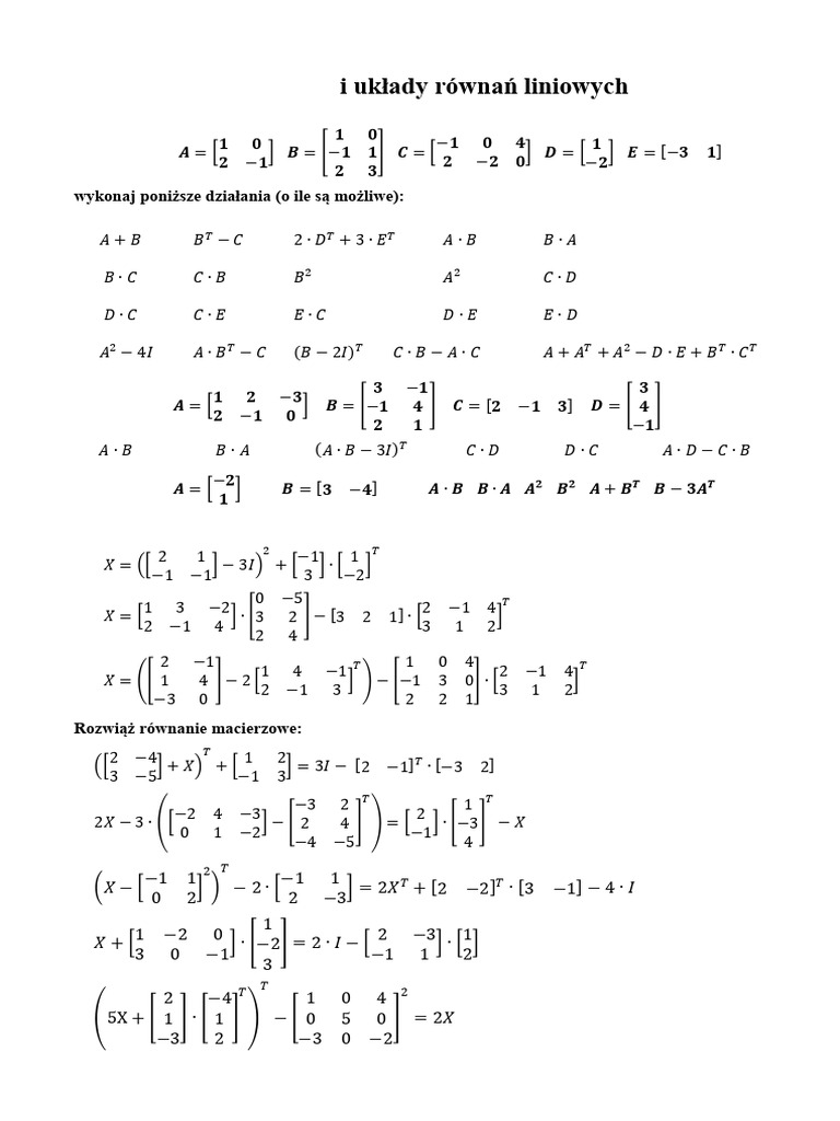 ARCH MacierzeUklady Rownan Liniowych | PDF