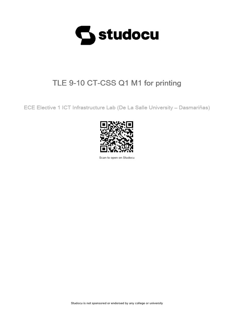 Tle 9 10 CT Css q1 m1 For Printing | PDF | Occupational Safety And Health | High Voltage