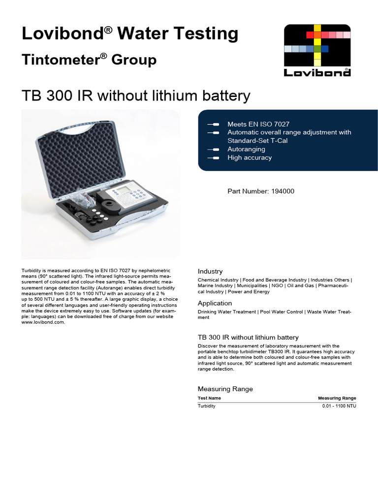 Datasheet 194000 - TB 300 IR Without Lithium Battery en | PDF | Battery Charger