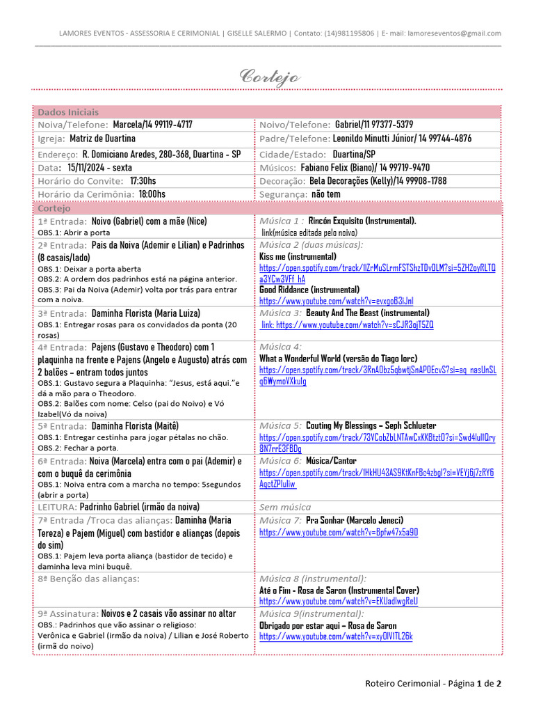 Cortejo - Marcela e Gabriel - 15.11.2024 - Rev01 | PDF