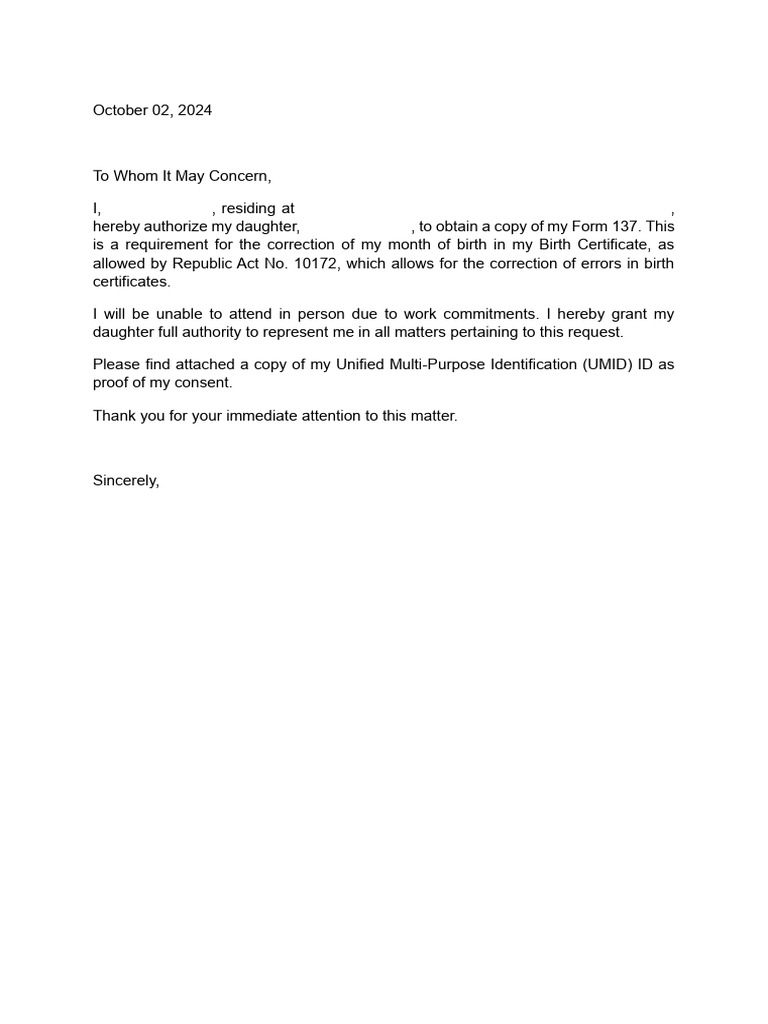 Authorization for Form 137 Retrieval | PDF | Law