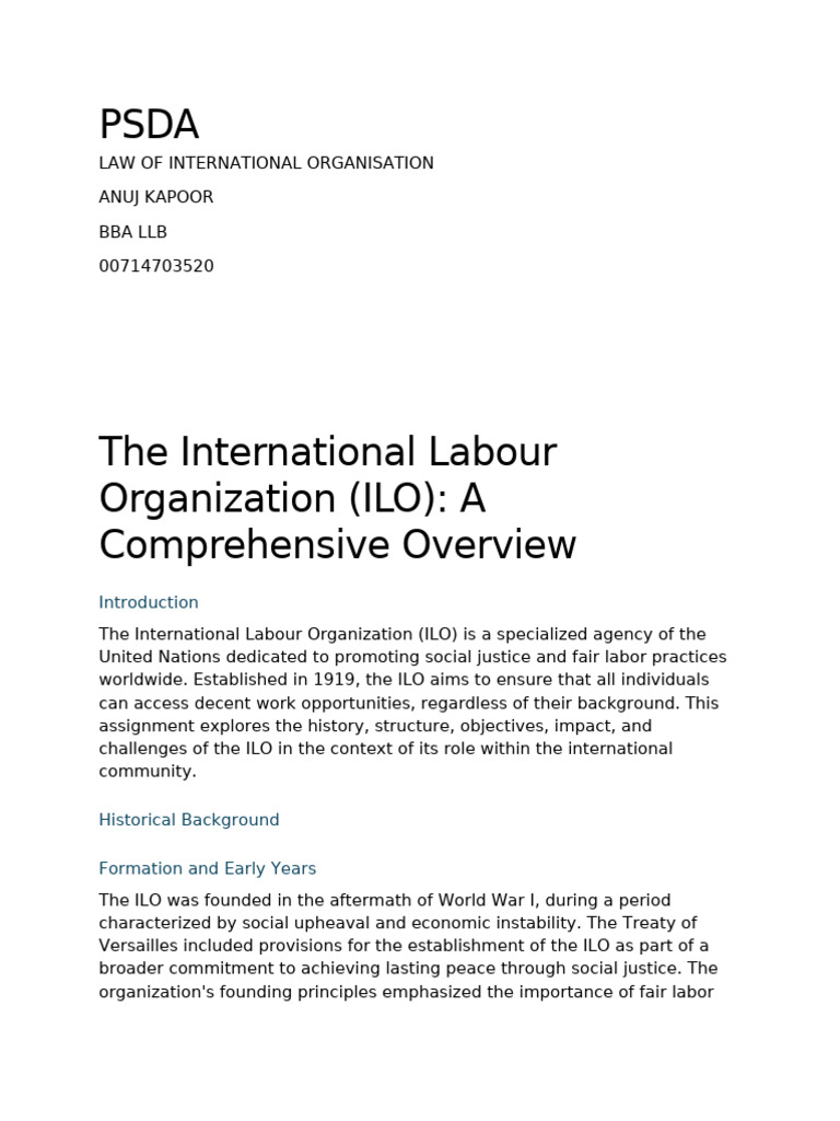 ILO: History, Structure, and Impact | PDF | International Labour ...
