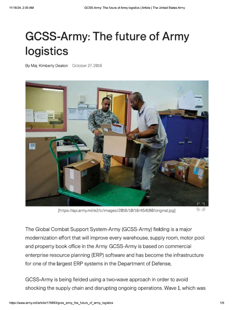 Gcss Army The Future of Army Logistics | PDF