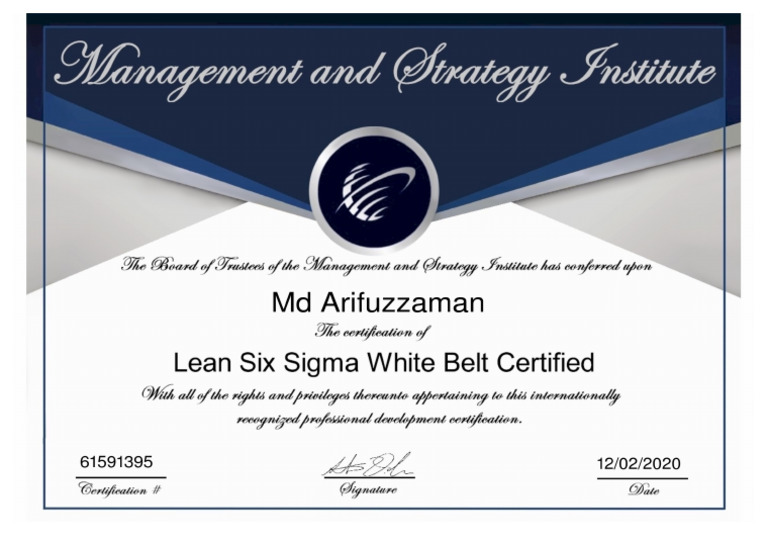 Lean Six Sigma White Belt Certificate PDF | PDF