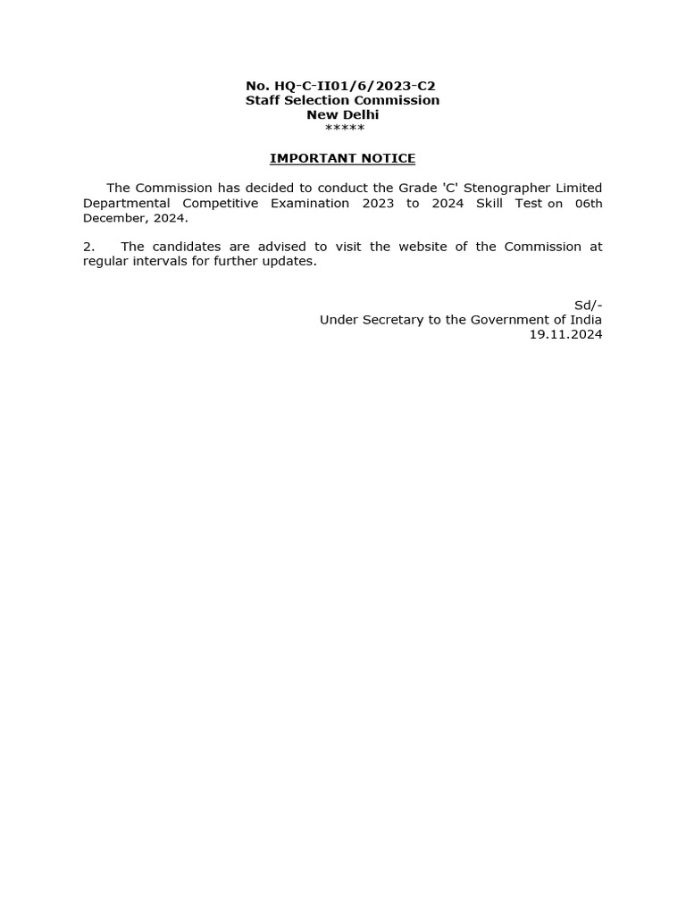 Important Notice Steno 191124 | PDF