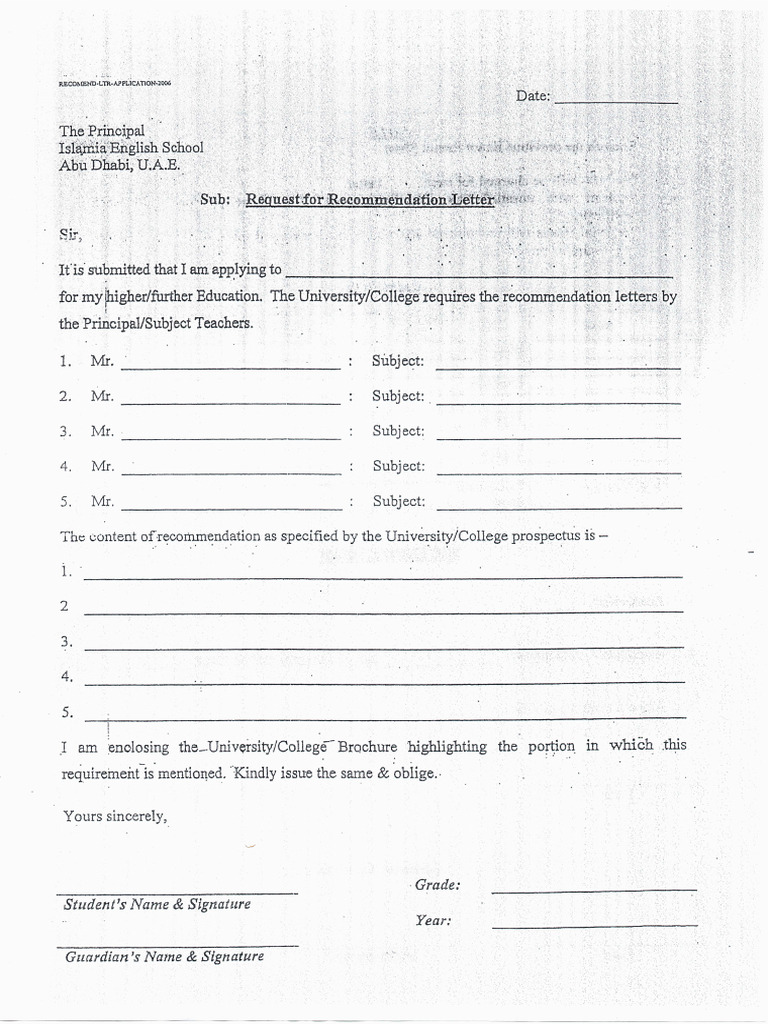 Rec Letter Form | PDF