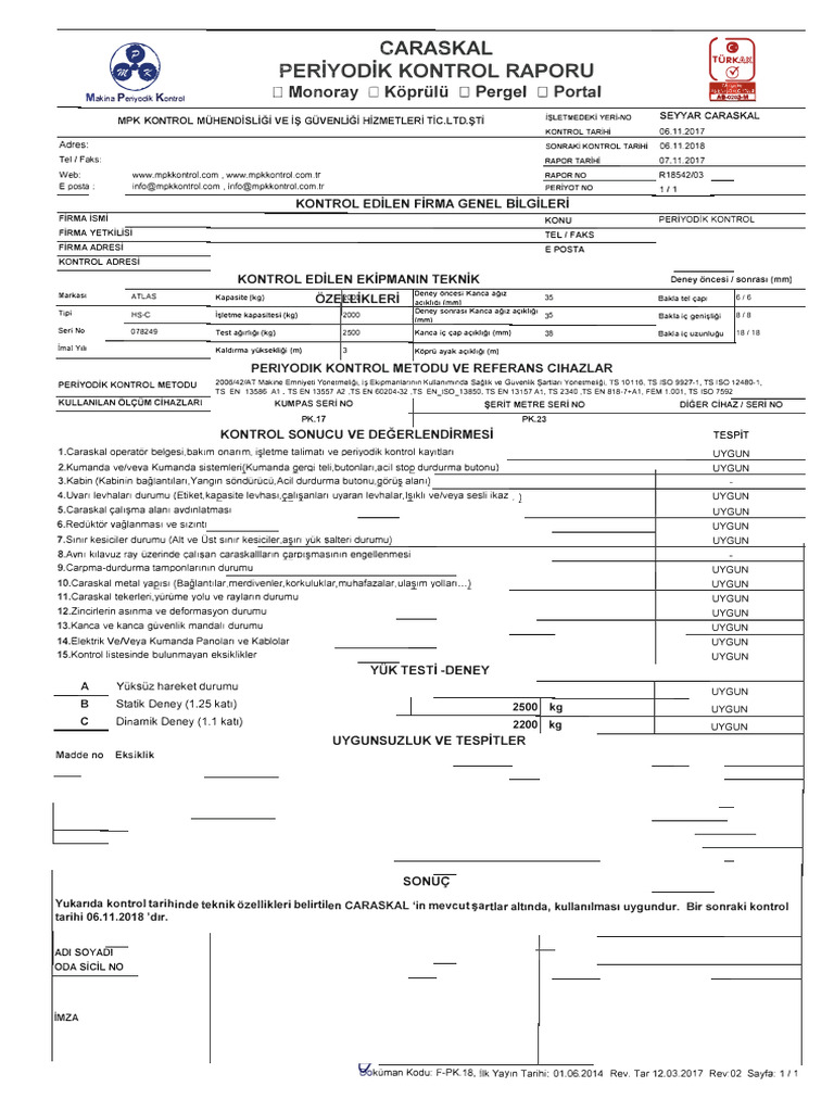 Caraskal Kont. Raporları | PDF