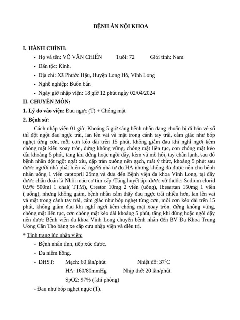 Benh An Nhoi Mau Co Tim Cap. | PDF