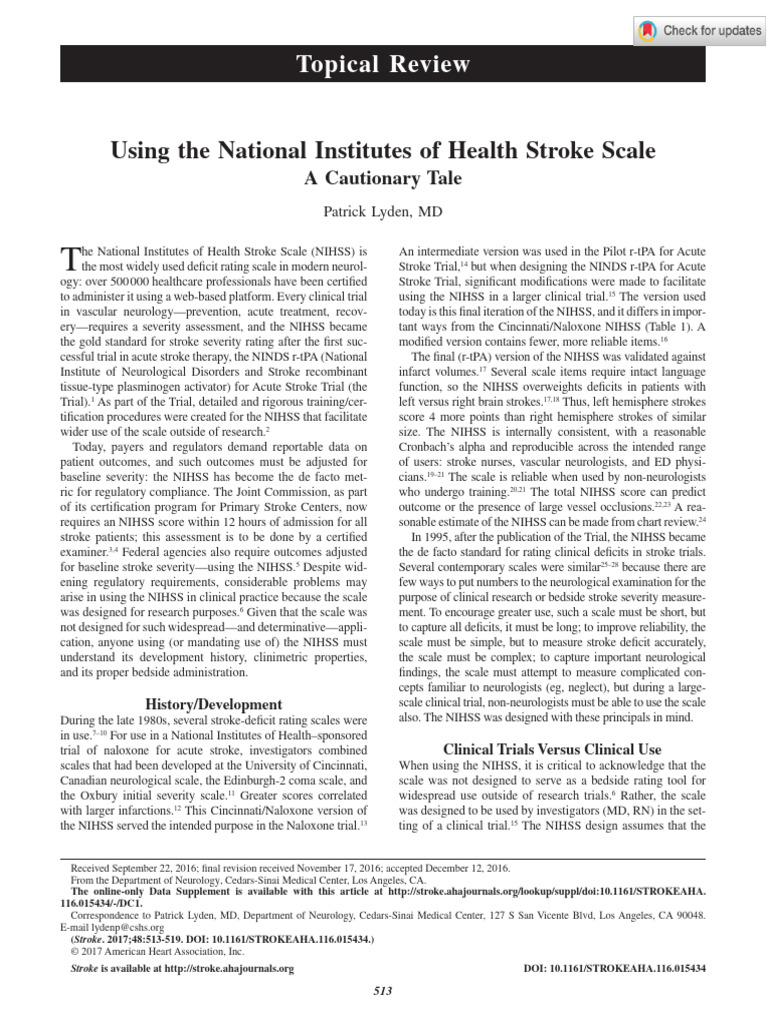 Using The NIHSS | PDF | Stroke | Neurology