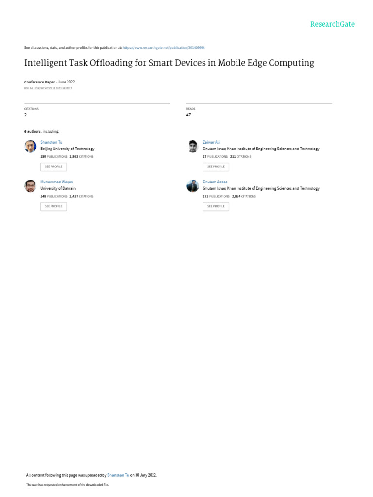 Intelligent Task Offloading For Smart Devices in Mobile Edge Computing ...
