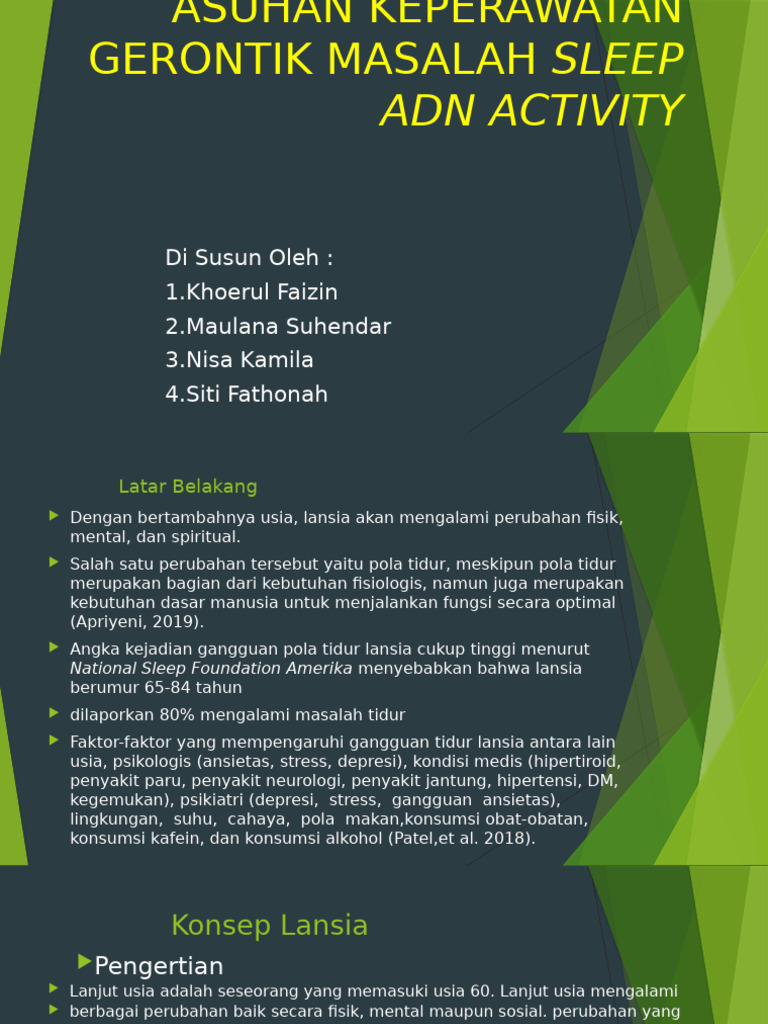 Asuhan Keperawatan Gerontik Masalah Sleep Adn Activity | PDF