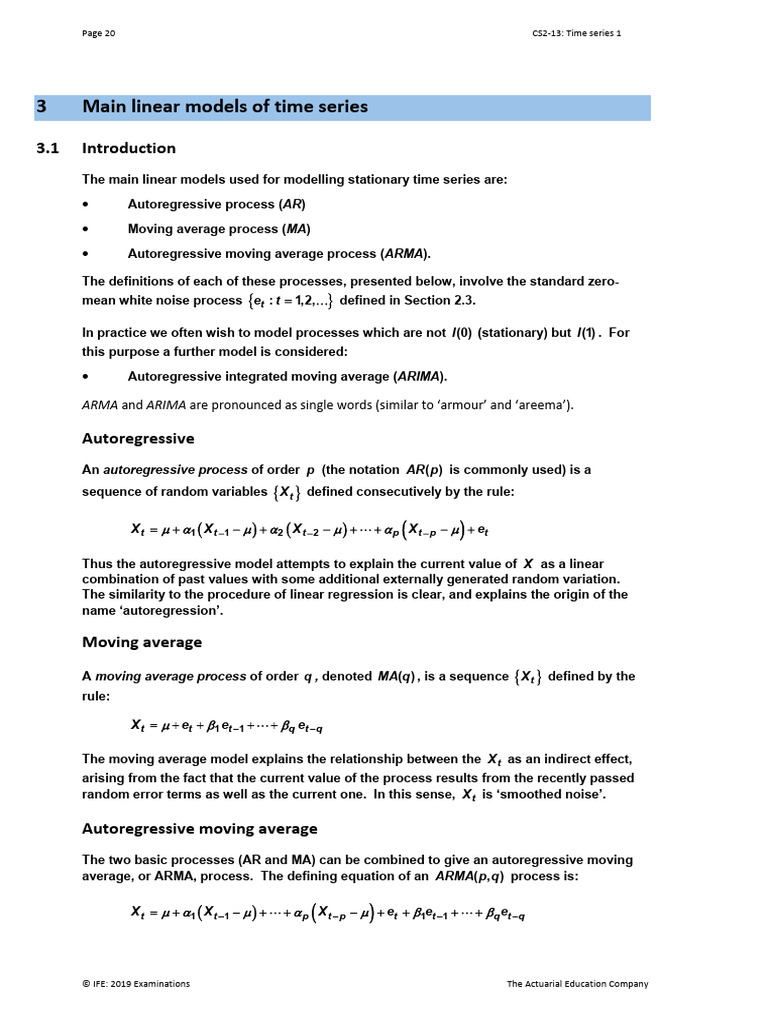 Main Linear Models of Time Series | PDF | Autoregressive Model ...