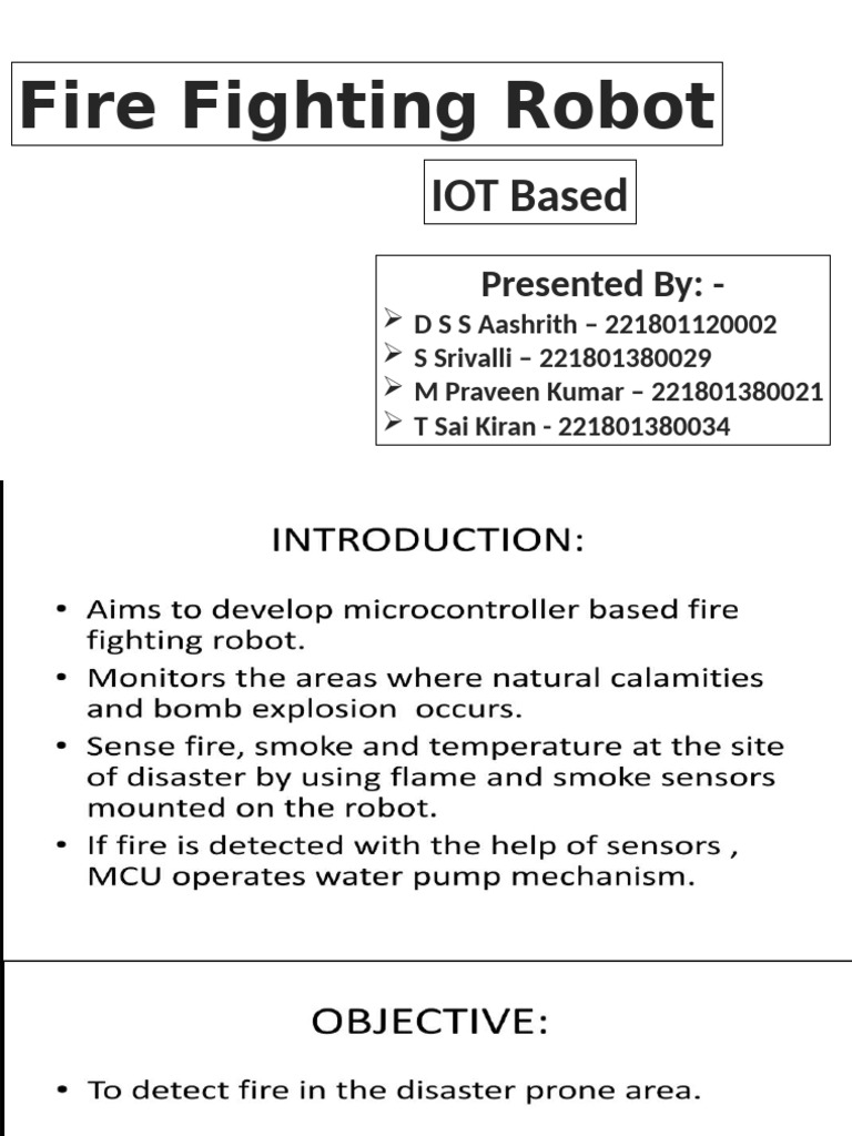 IoT Fire Fighting Robot Presentation | PDF