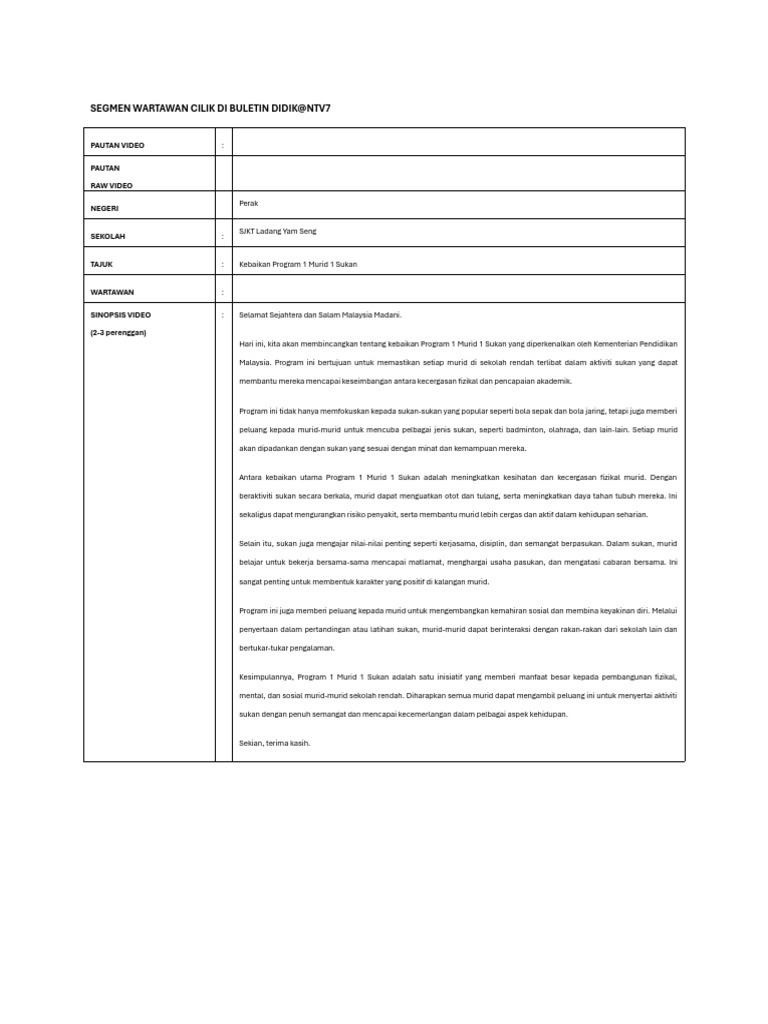 Skrip Segmen Wartawan Cilik @buletin Didik | PDF | Karier ...