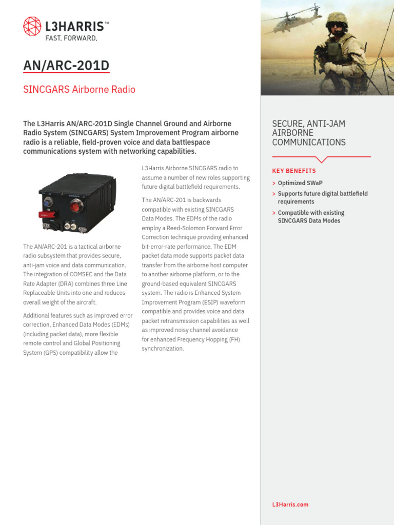 Cs Tcom An Arc 201d Sincgars Airborne Radio Datasheet | PDF ...