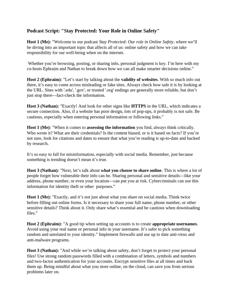 Podcast Script | PDF | Crime Prevention | Secure Communication