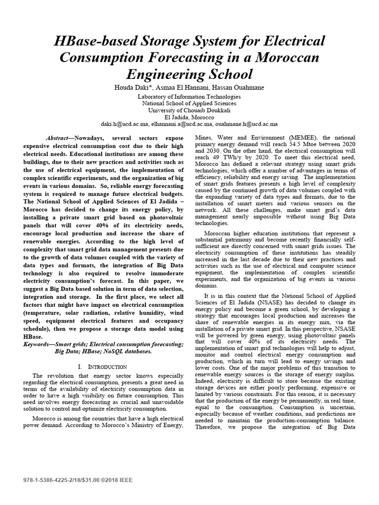 HBase-based Storage System For Electrical Consumption Forecasting in A ...