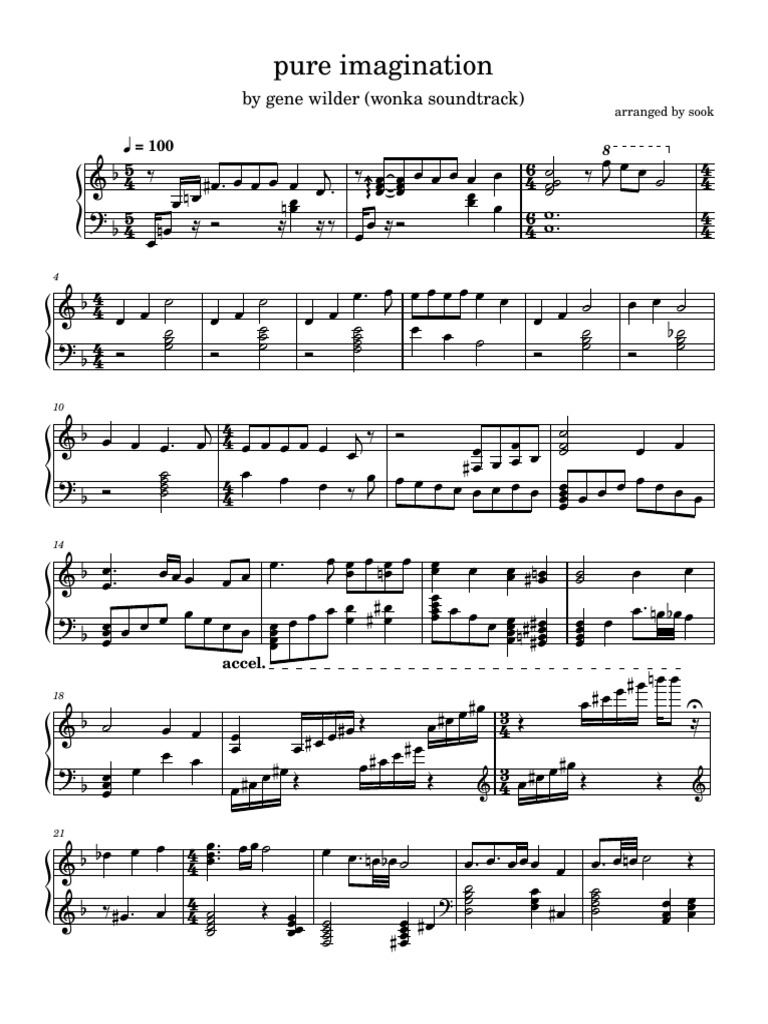 Pure Imagination by Gene Wilder (Wonka Soundtrack) | PDF