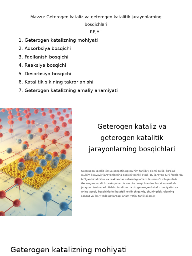 5 Geterogen Kataliz Va Geterogen Katalitik Jarayonlarning Bosqichlari | PDF