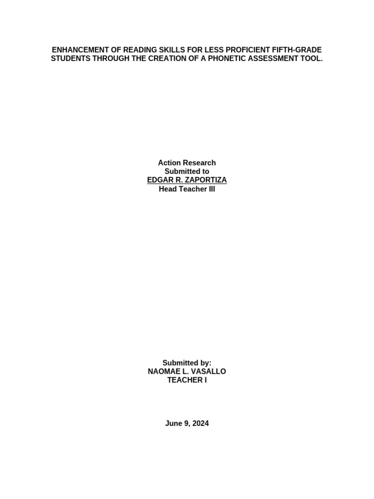 Development of Phonetic Assessment Tool in Improving Reading Skills of ...