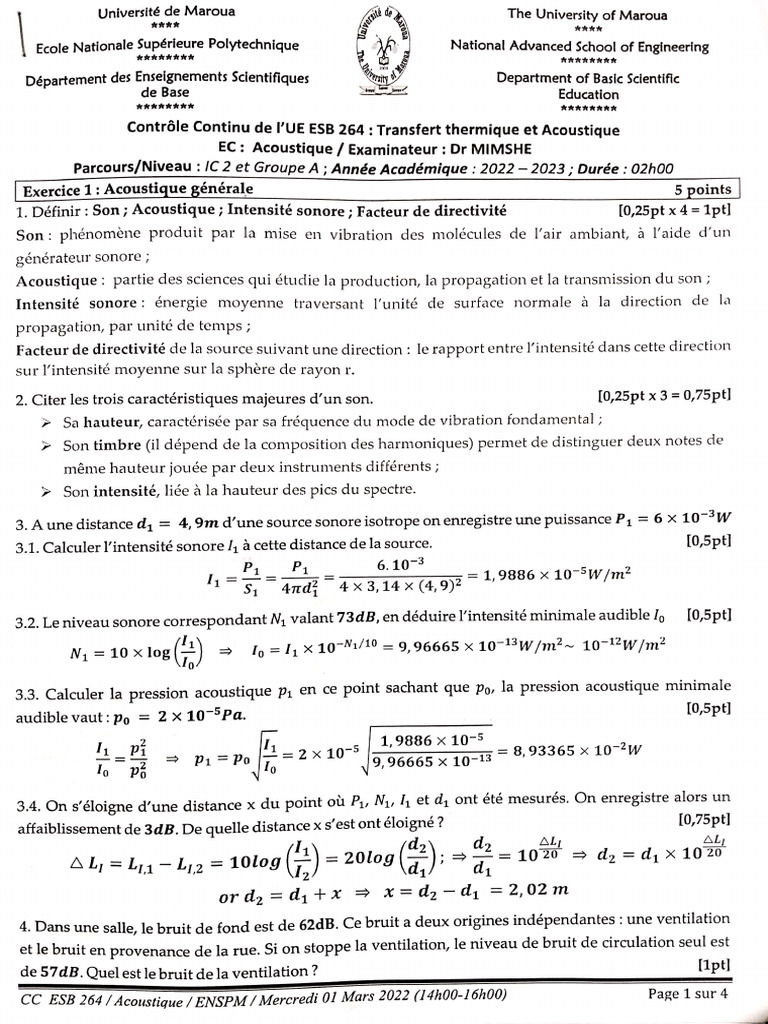 Correction CC Acoustique ESB 264 | PDF