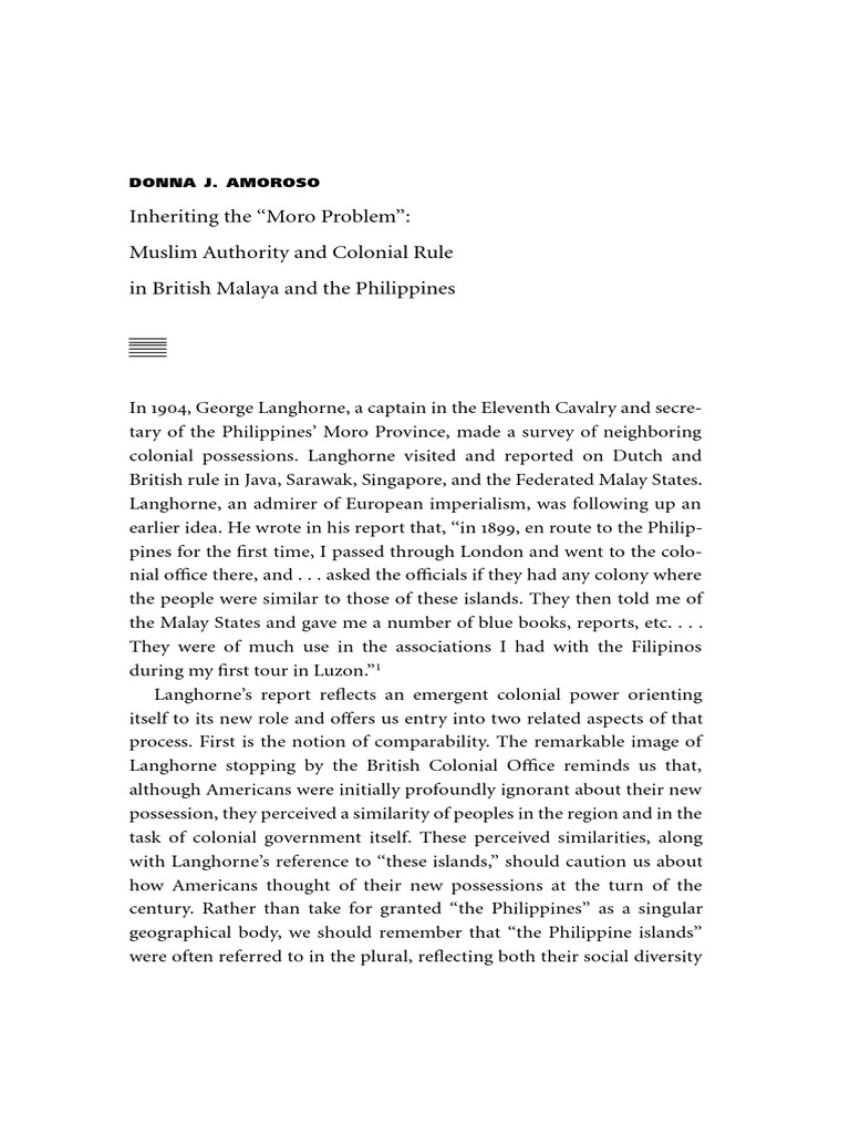 Amoroso Moro Problem | PDF | British Empire | Philippines
