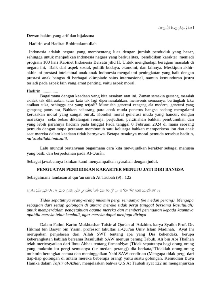 Penguatan Pendididkan Karakter Menuju Jati Diri Bangsa | PDF | Kajian Bahasa Asing | Agama ...