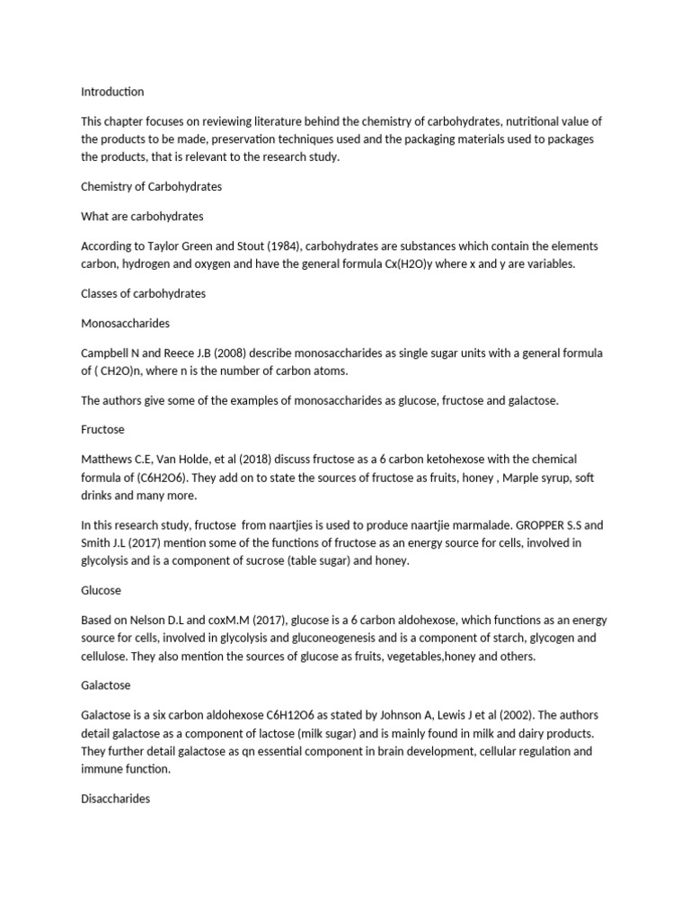 Chapter 2 Project | PDF | Carbohydrates | Fructose