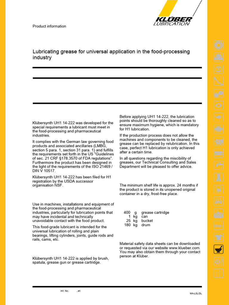 Kluebersynth UH1 14 222-En | PDF