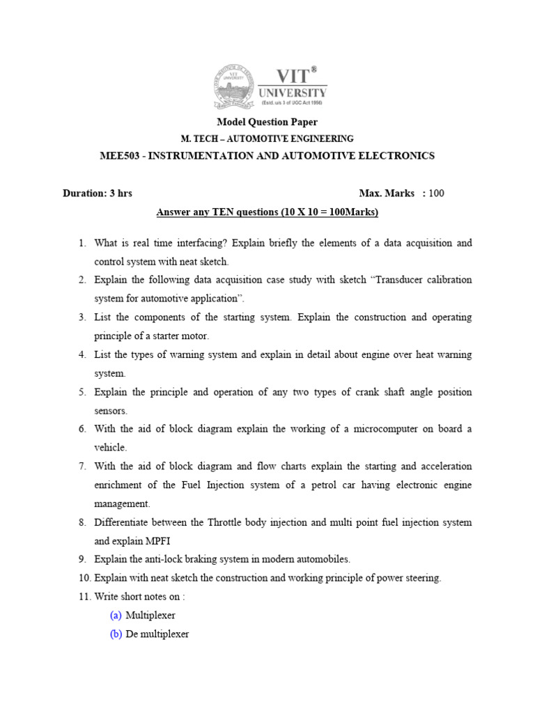 IAE - Model Question Paper | PDF