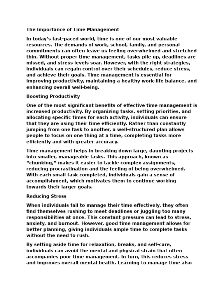 Time Management | PDF | Time Management | Professional Skills