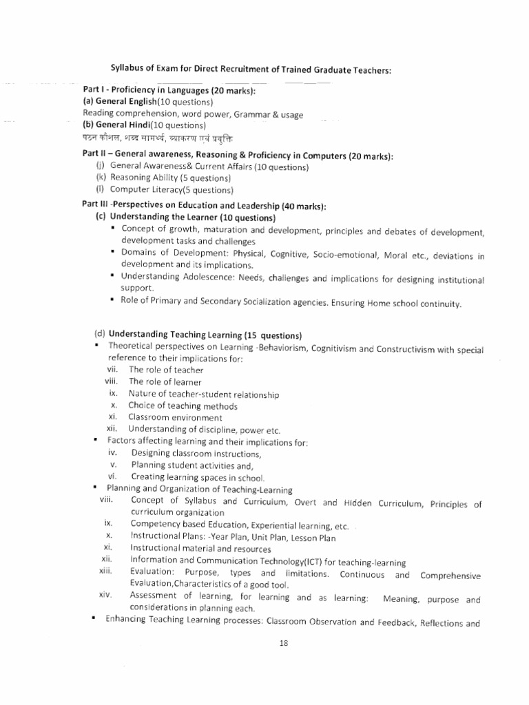 Kvs TGT Syllabus E55607ad | PDF