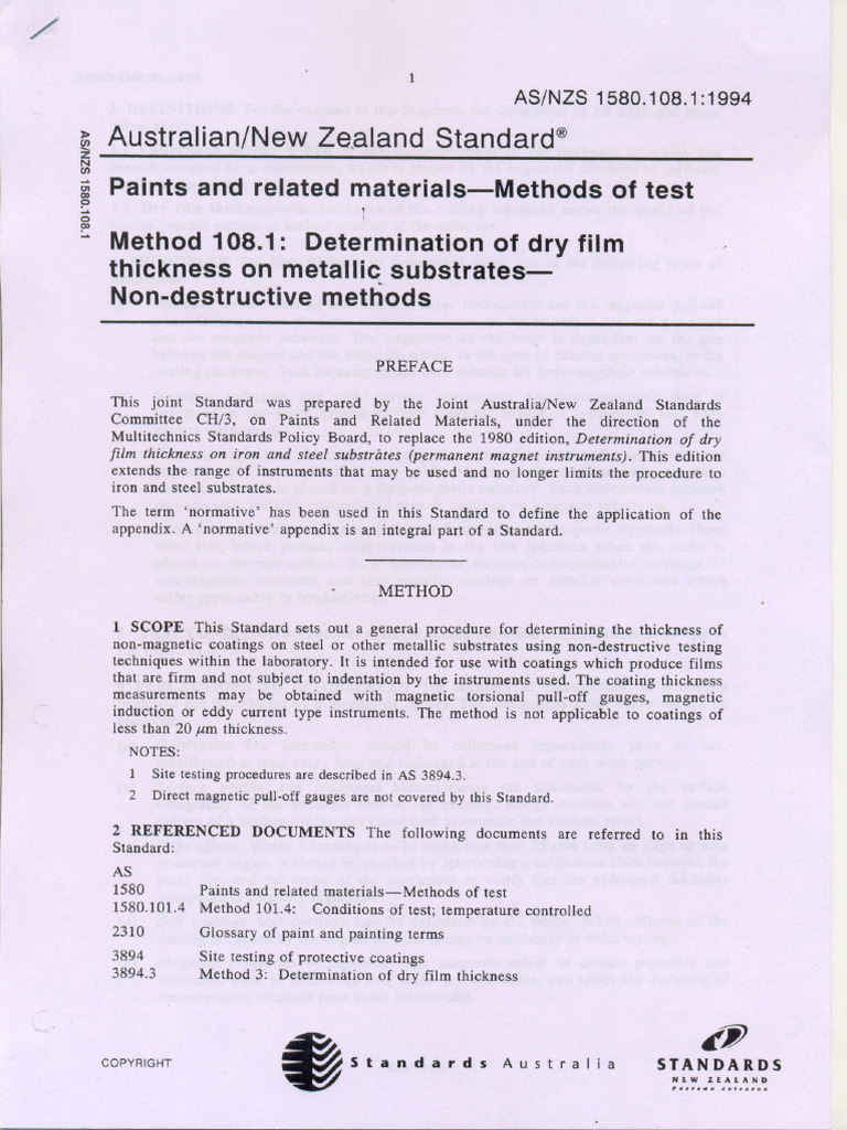 AS 1580.108.1 DFT NDT | PDF | Calibration | Coating