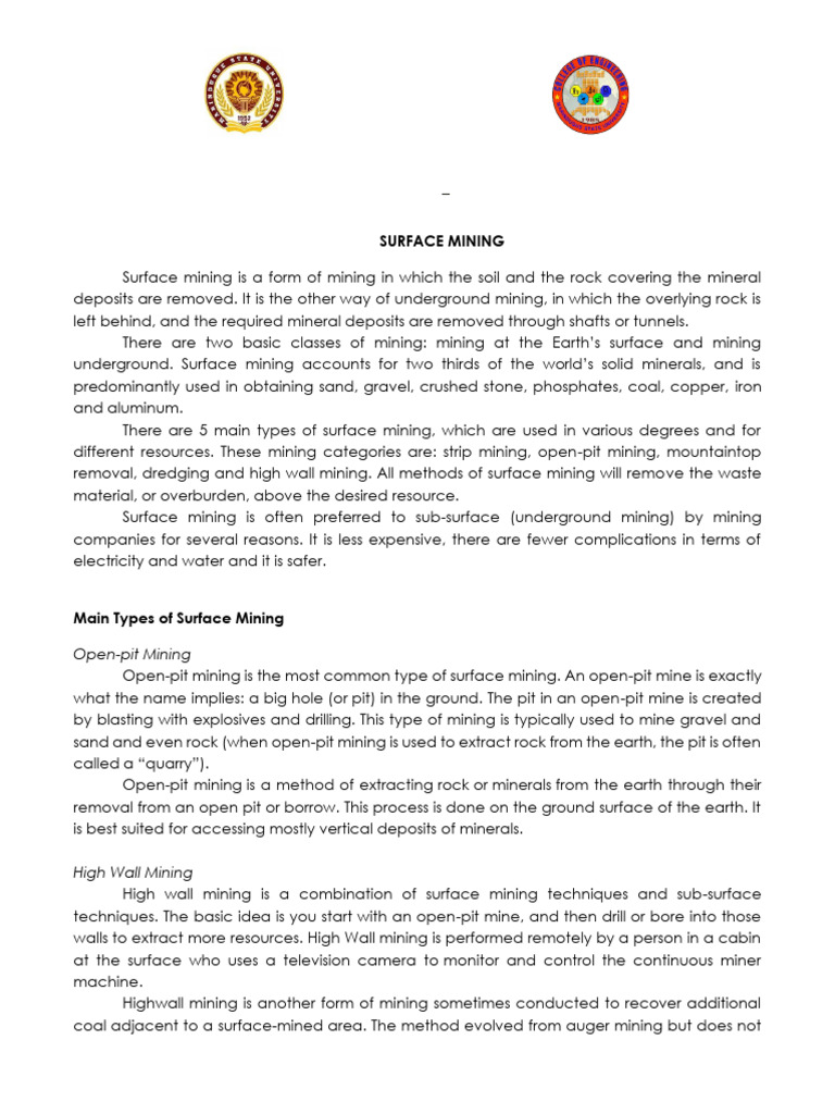 Surface Mining Pdf Surface Mining Mining