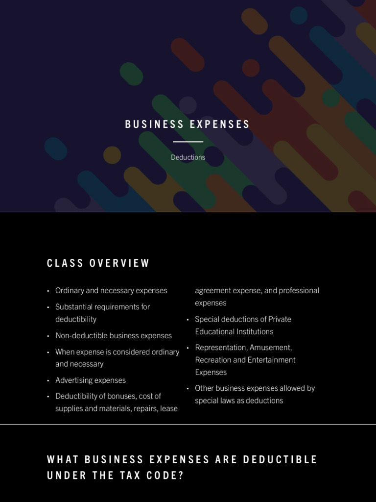 Business Expense Deductions Guide | PDF | Expense | Tax Deduction
