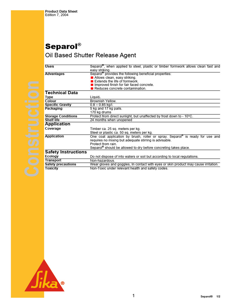 _02_ Separol | PDF | Concrete | Information