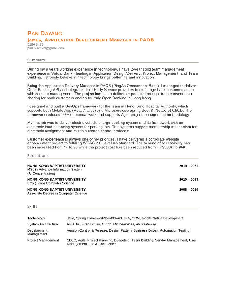 James Pan - App Manager With 9 Years | PDF | Software Development ...