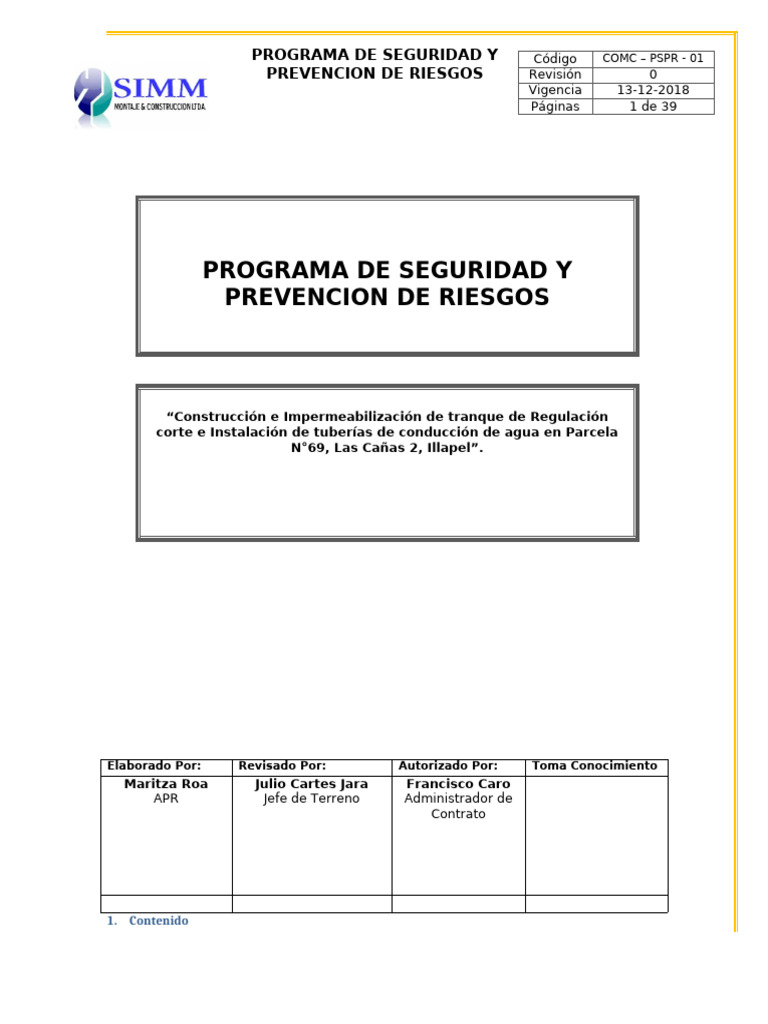 Programa Seguridad y Prevención Simm | PDF | Residuos