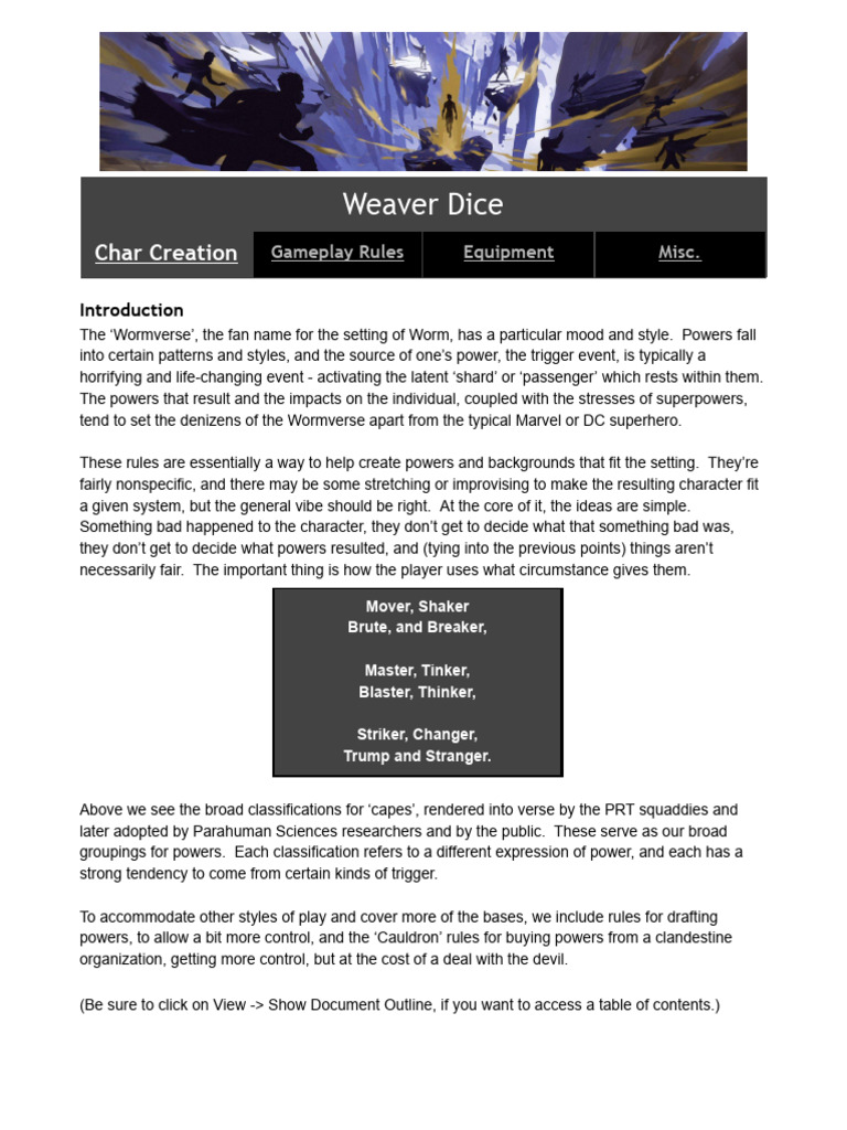 WD Rulebook - Character Creation 3.0 | PDF