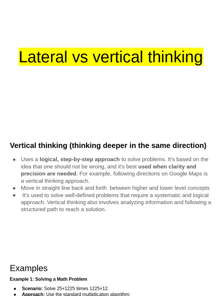 Lateral Vs Vertical Thinking | PDF | Thought | Cognition