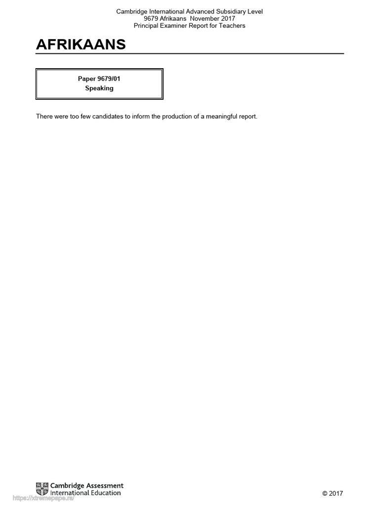 2017 Afrikaans Exam Report Insights | PDF | Question | Essays