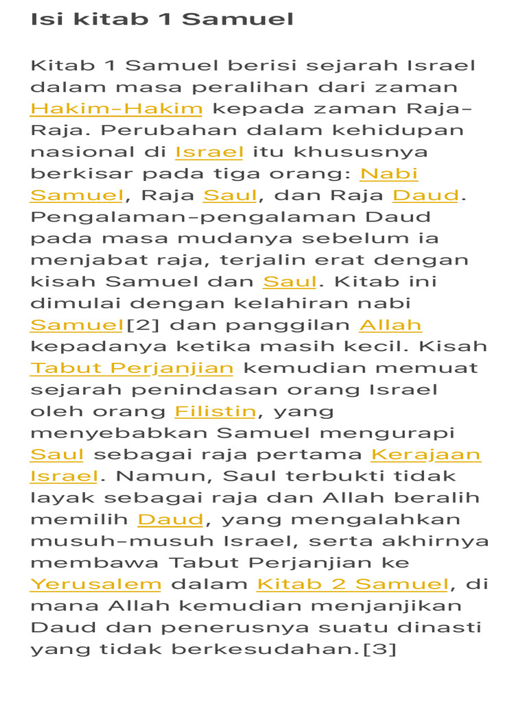 Sejarah Kitab 1 Samuel di Israel | PDF