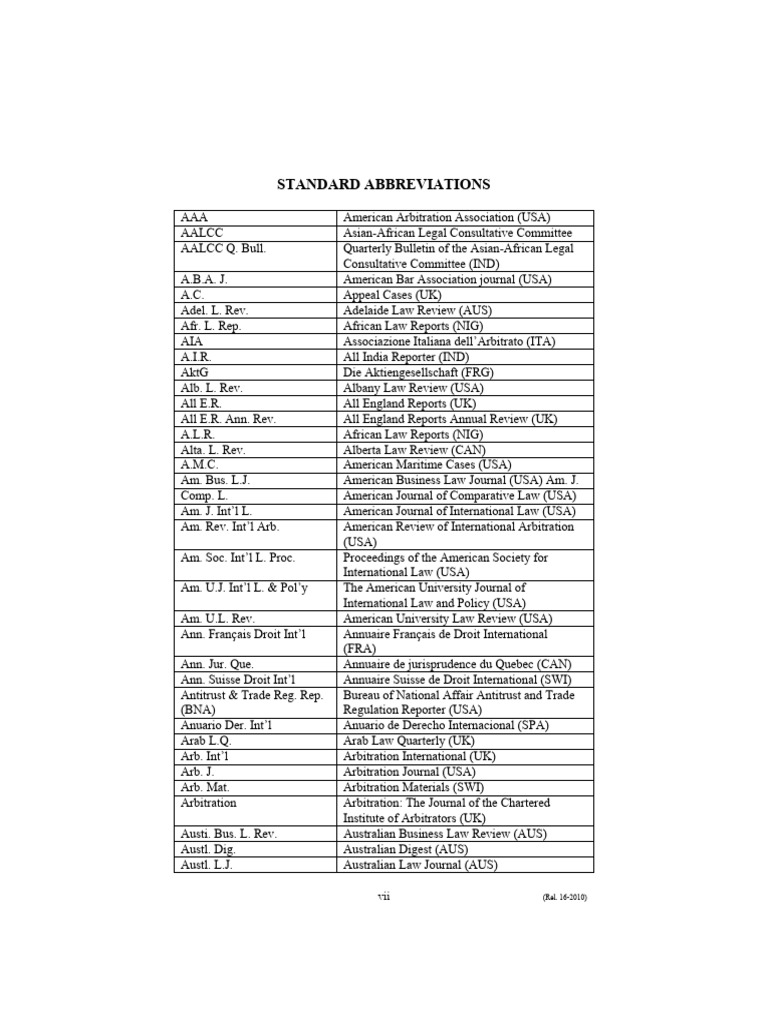Standard Abbreviations | PDF | Justice | Crime & Violence