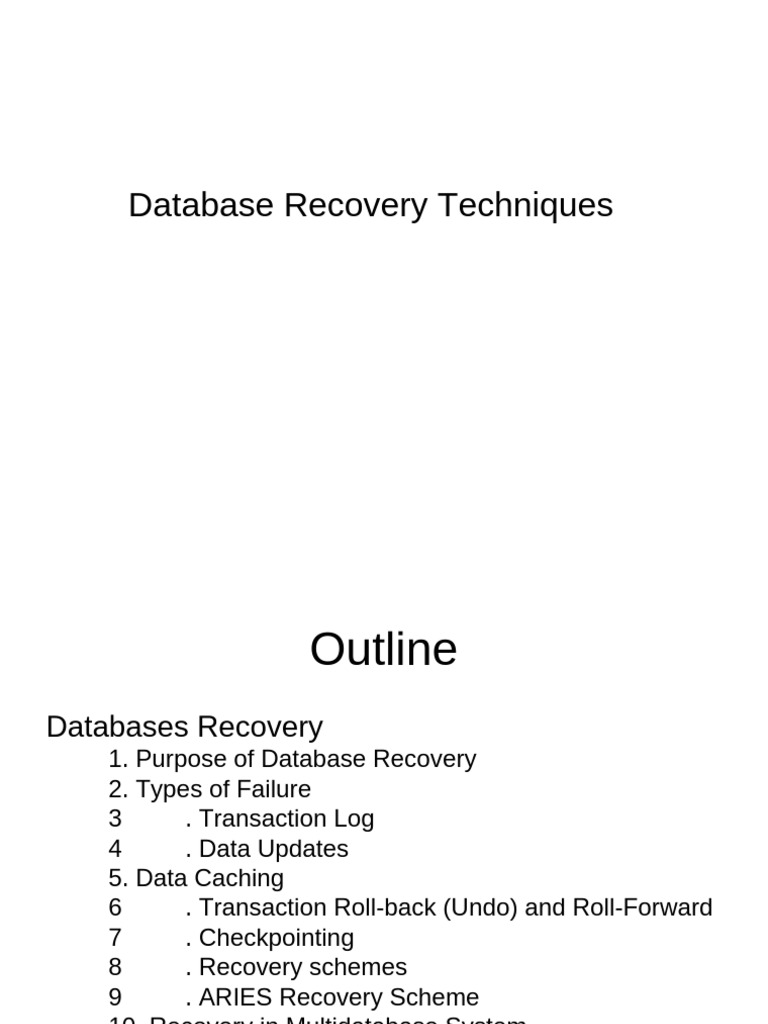 Week 13 - Recovery Techniques | PDF | Databases | Information Technology
